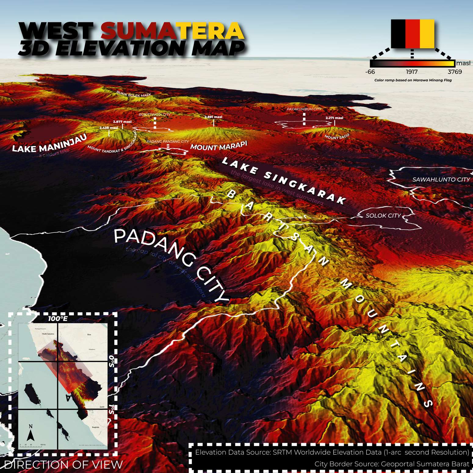 3D Elevation Map of West Sumatera | Spatialnode