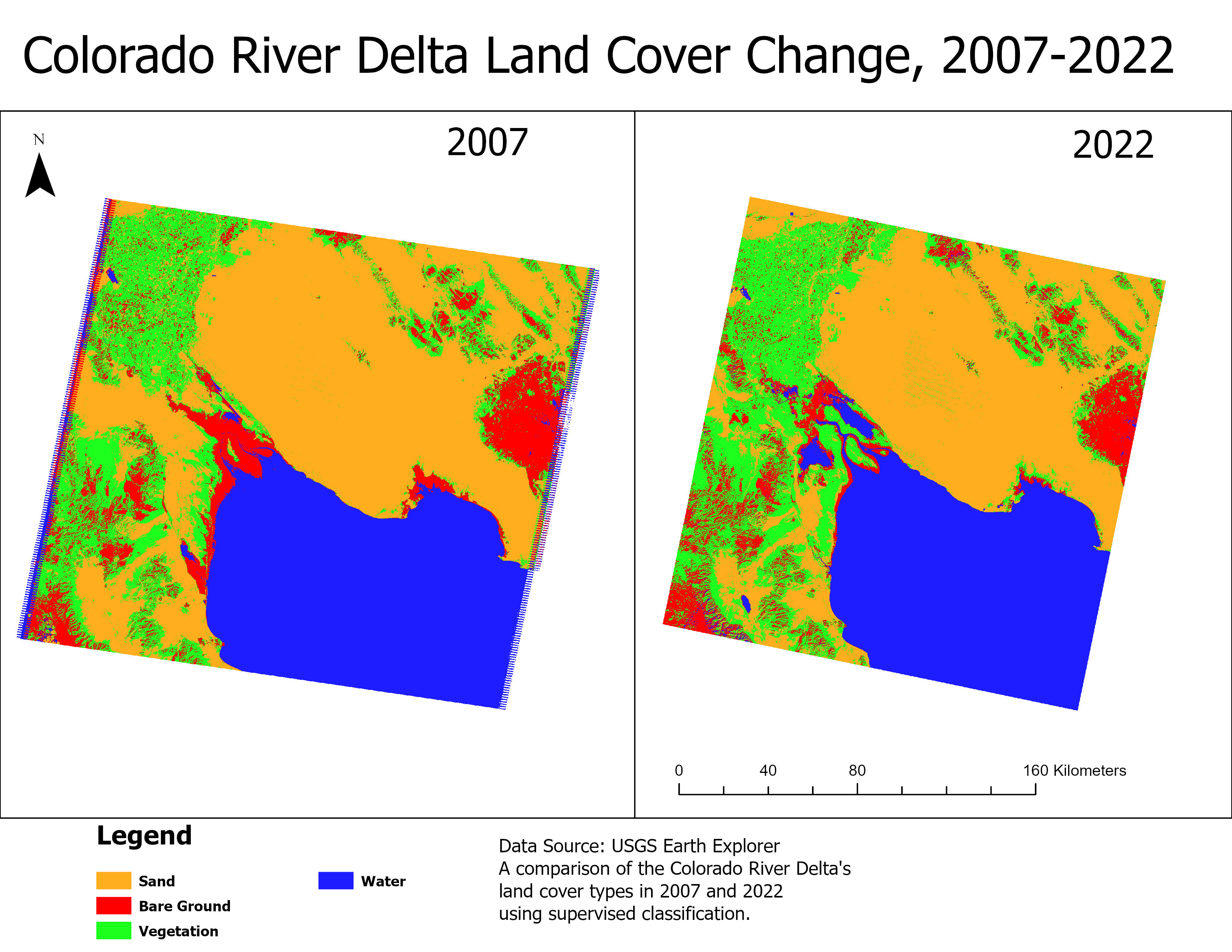 Colorado River Delta Land Cover Change | Spatialnode