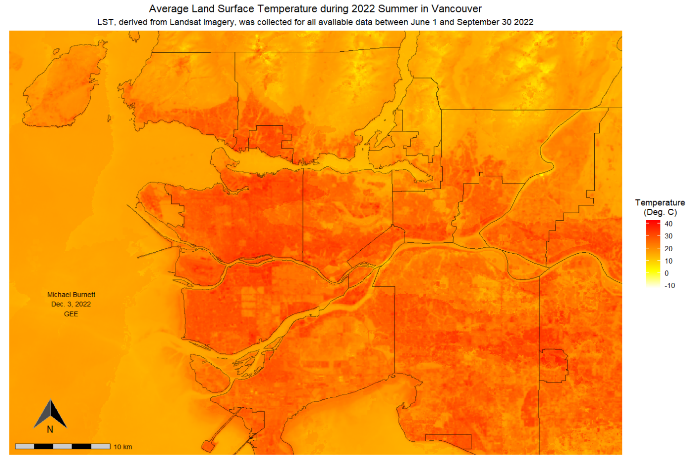Average LST in Vancouver 2022 Summer | Spatialnode