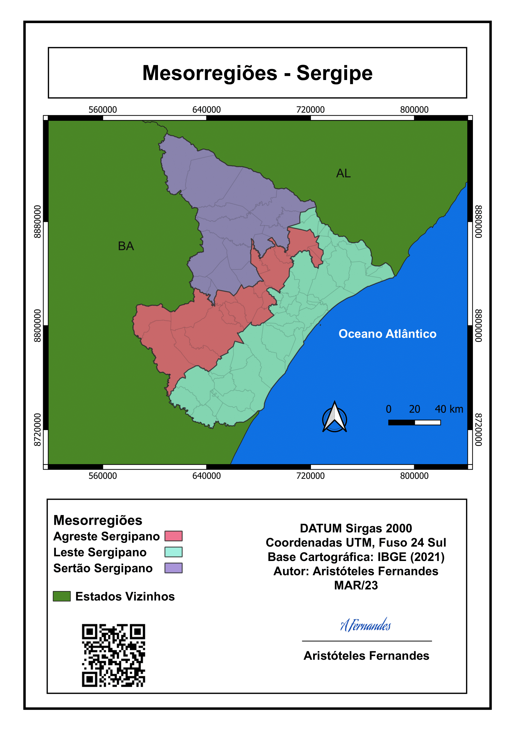 Mapa temático mesorregiões Sergipe | Spatialnode