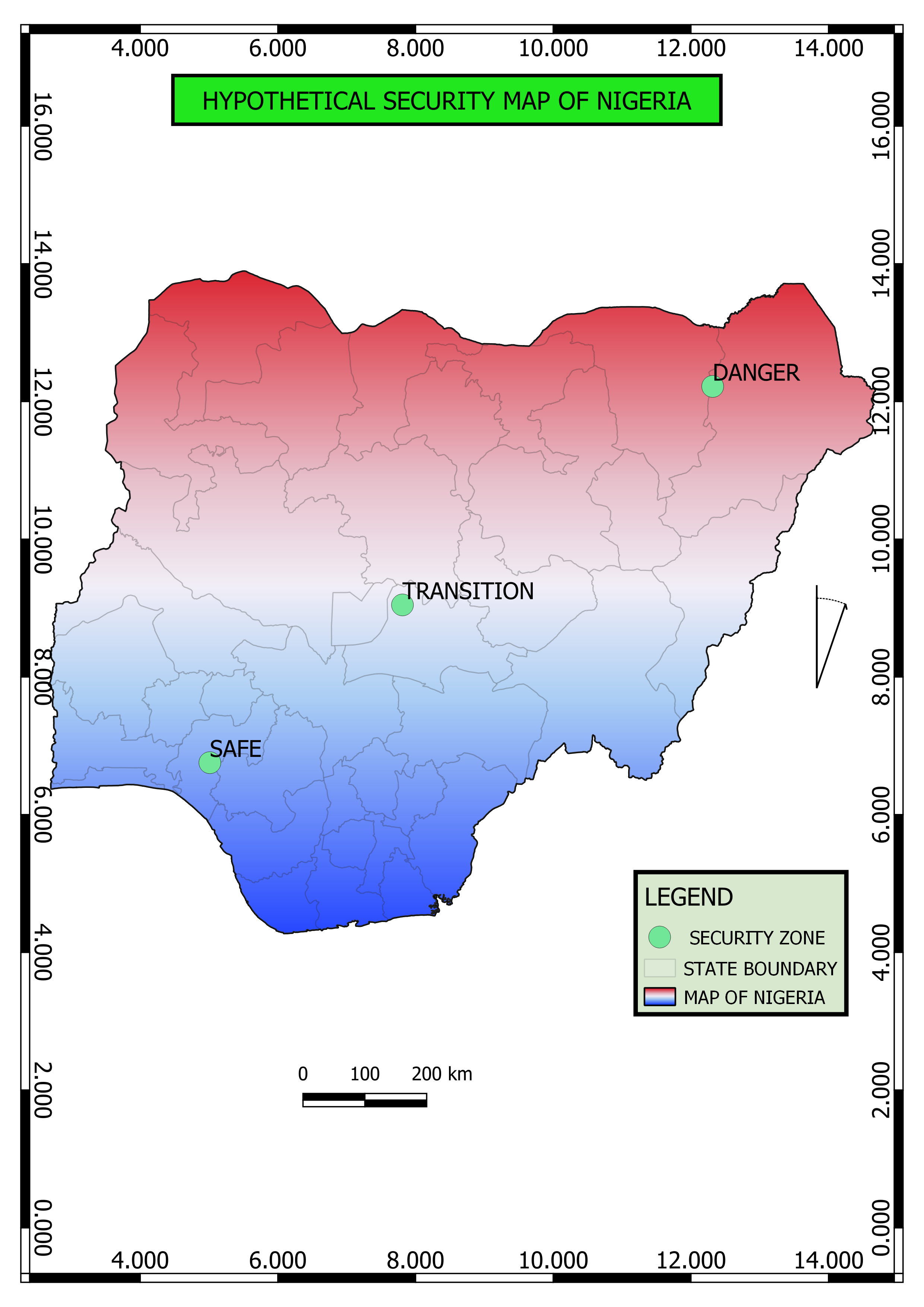 Hypothetical security map of Nigeria | Spatialnode