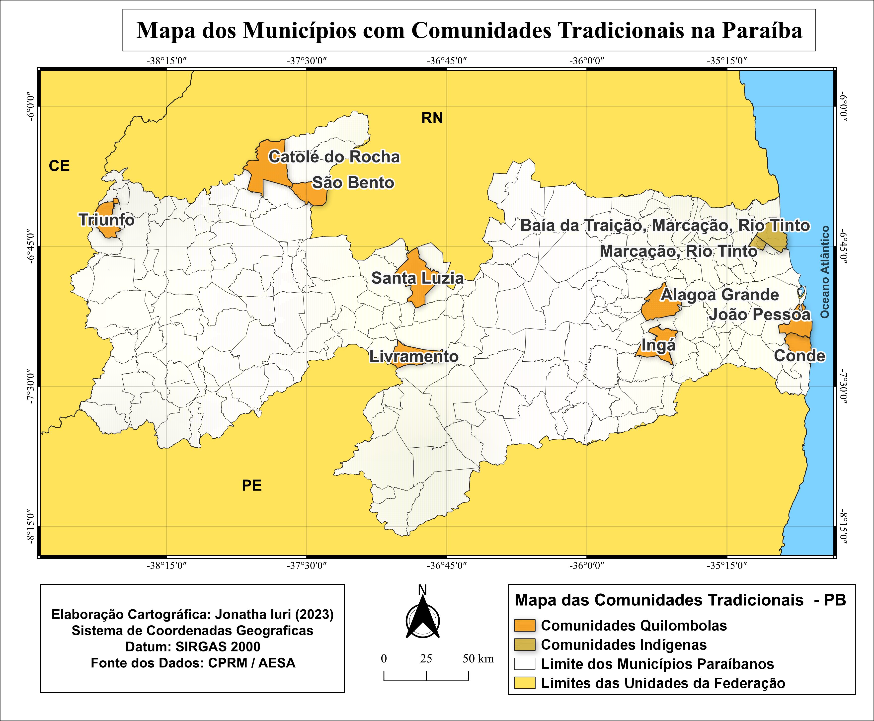 Mapa dos municípios comunidades tr da PB | Spatialnode