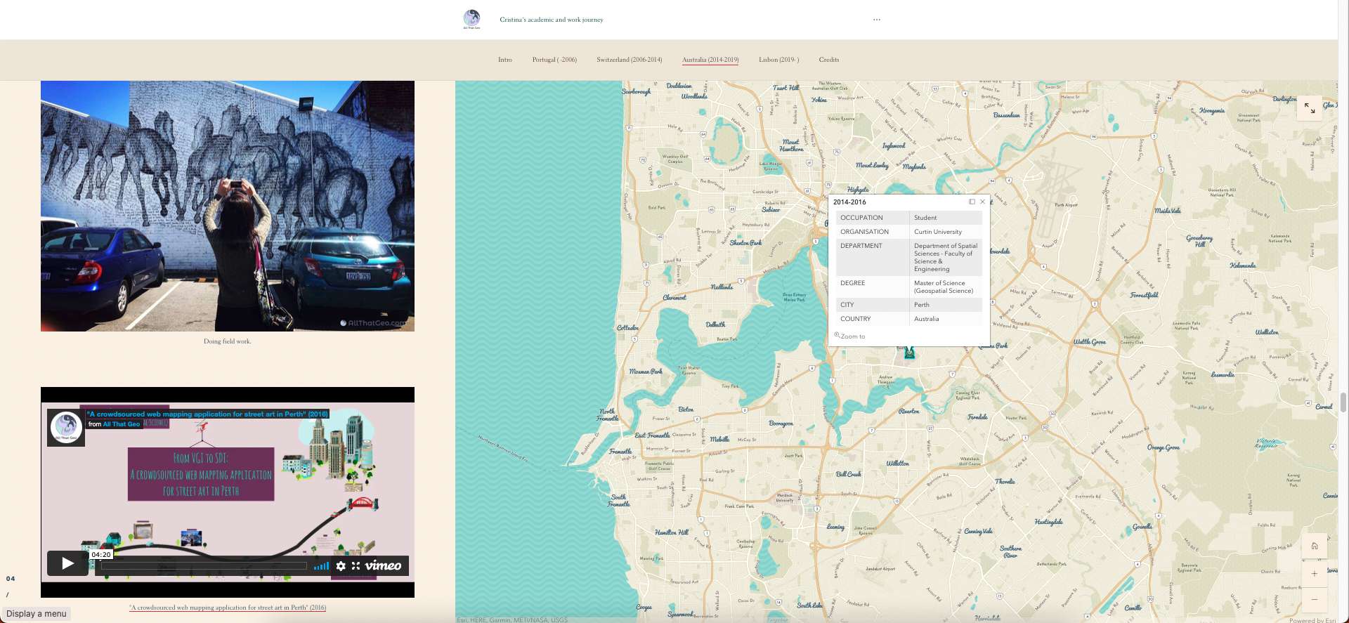 CV/resume in story map format | Spatialnode