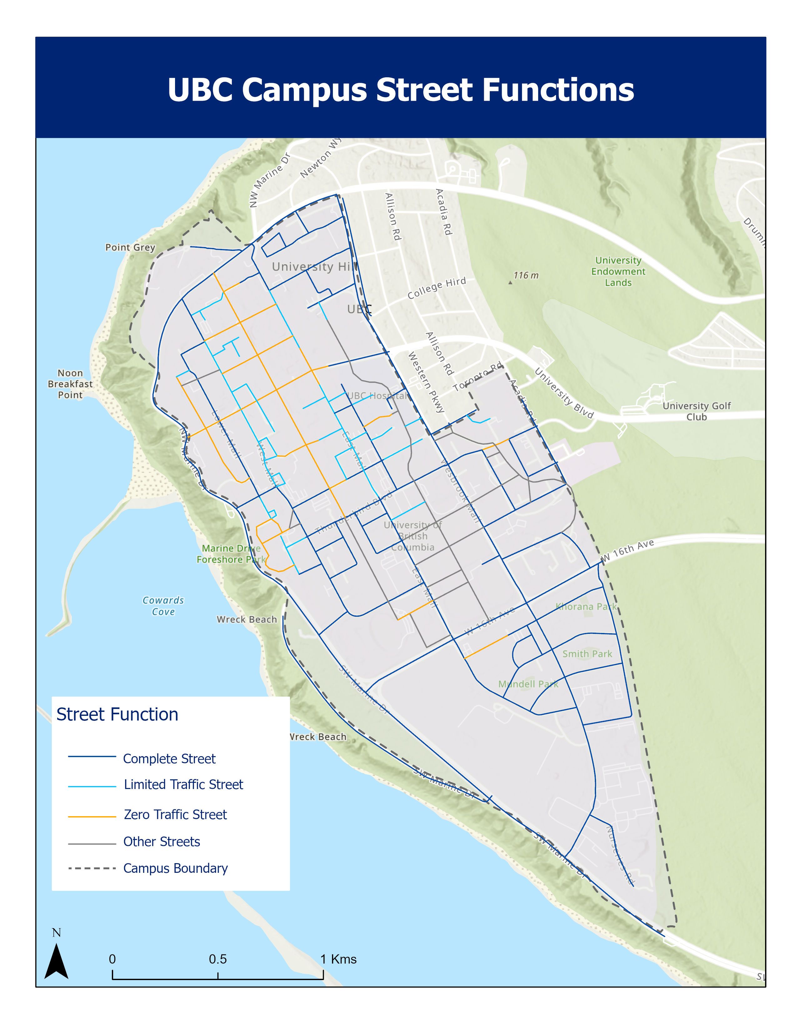 UBC Vancouver Streets Function Map | Spatialnode