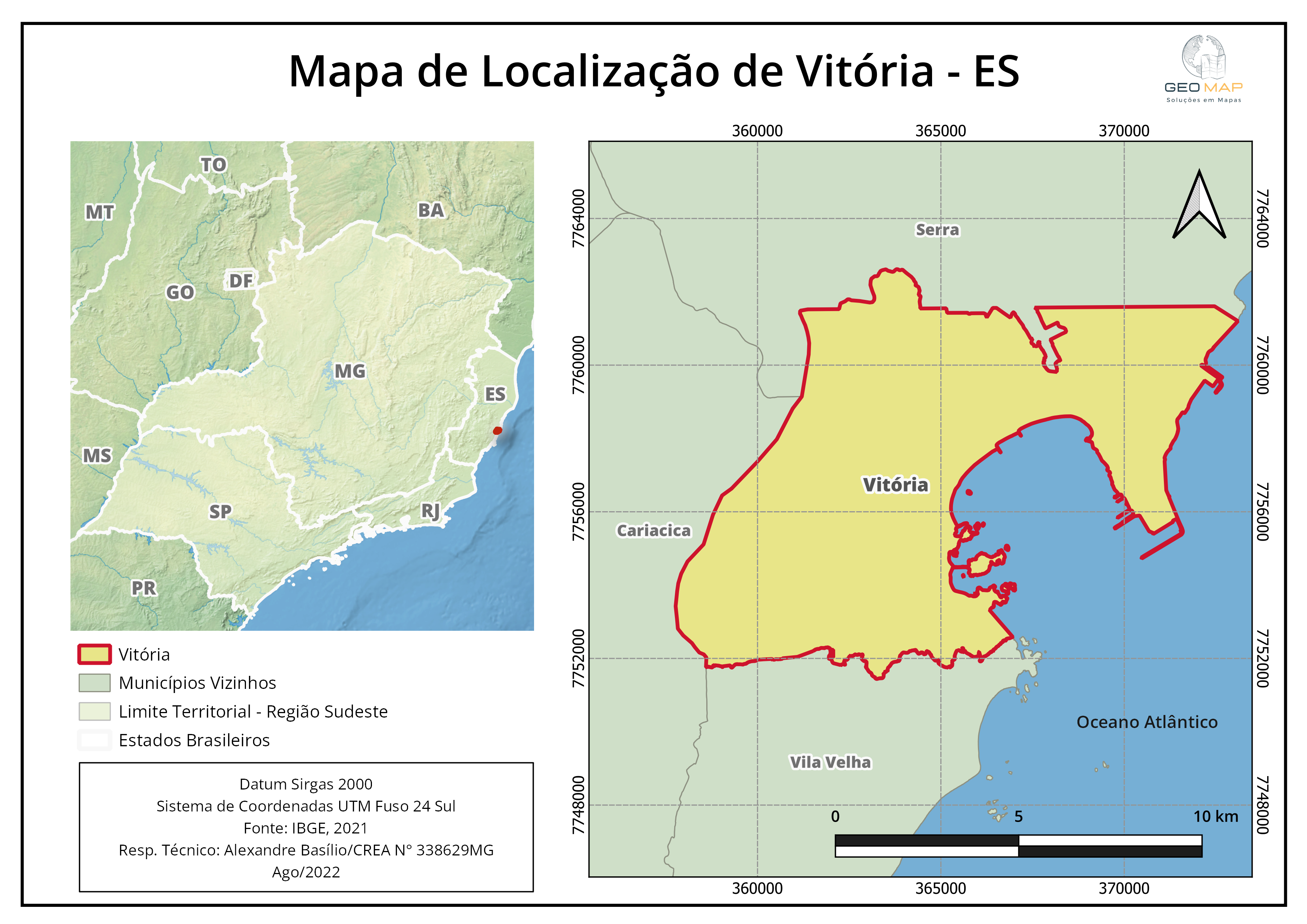 Mapa de Localização Vitória - ES | Spatialnode