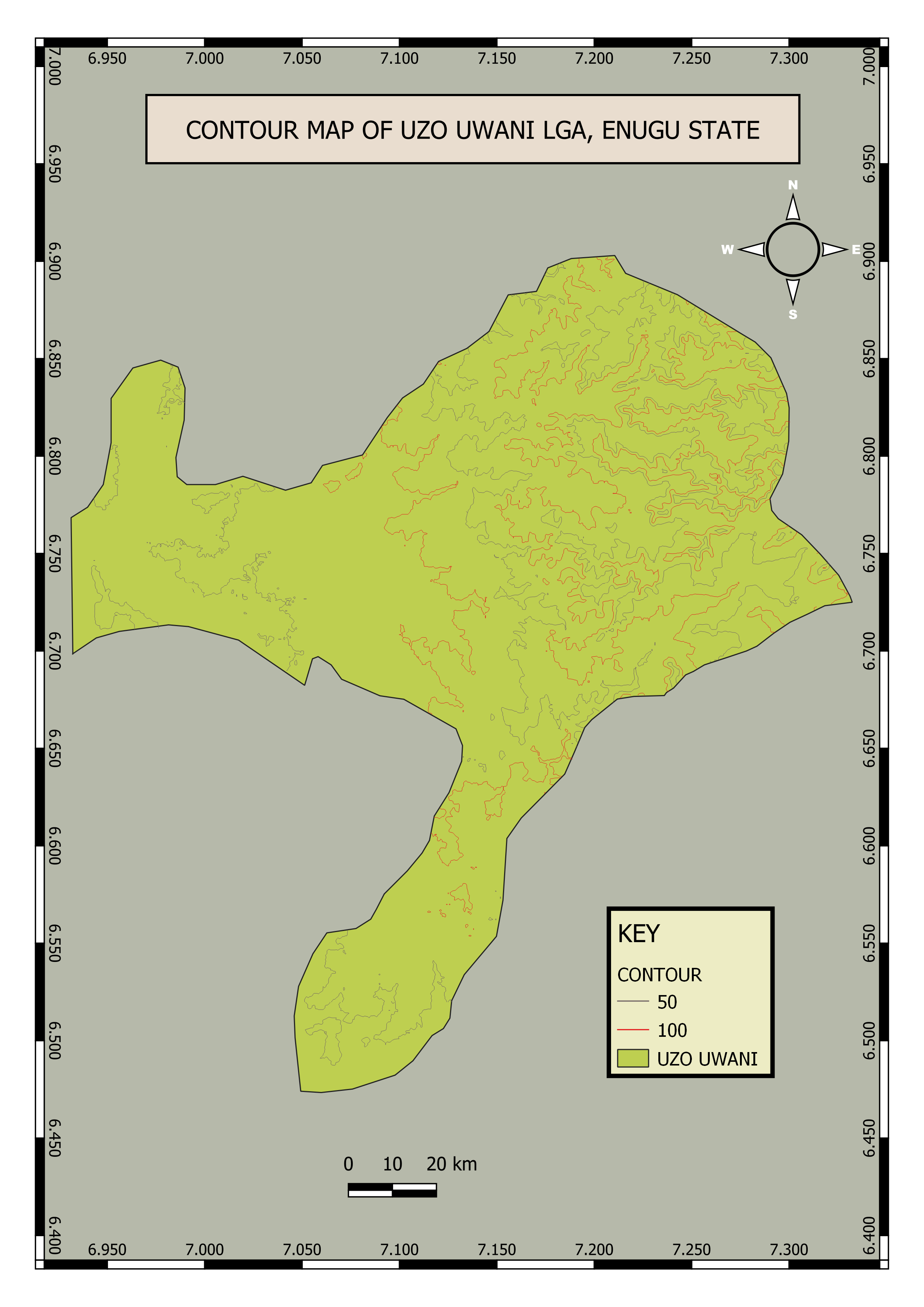 Elevation map of Uzo Uwani Enugu State | Spatialnode