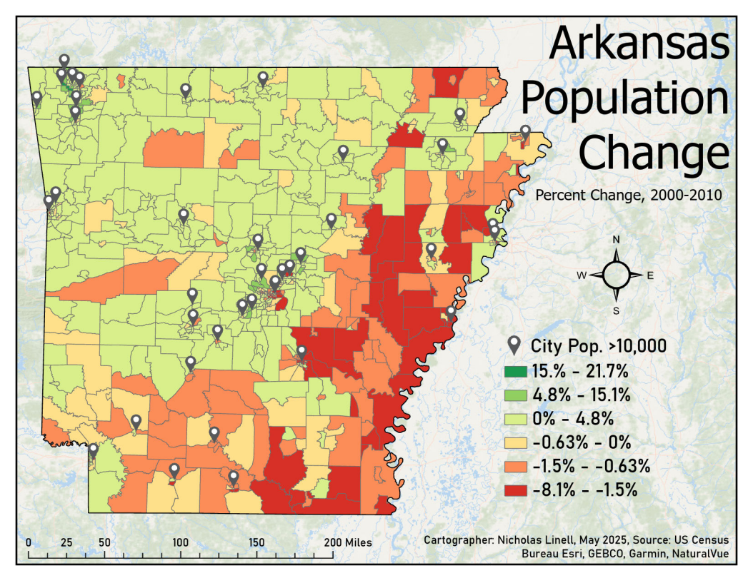 Arkansas Population Change | Spatialnode