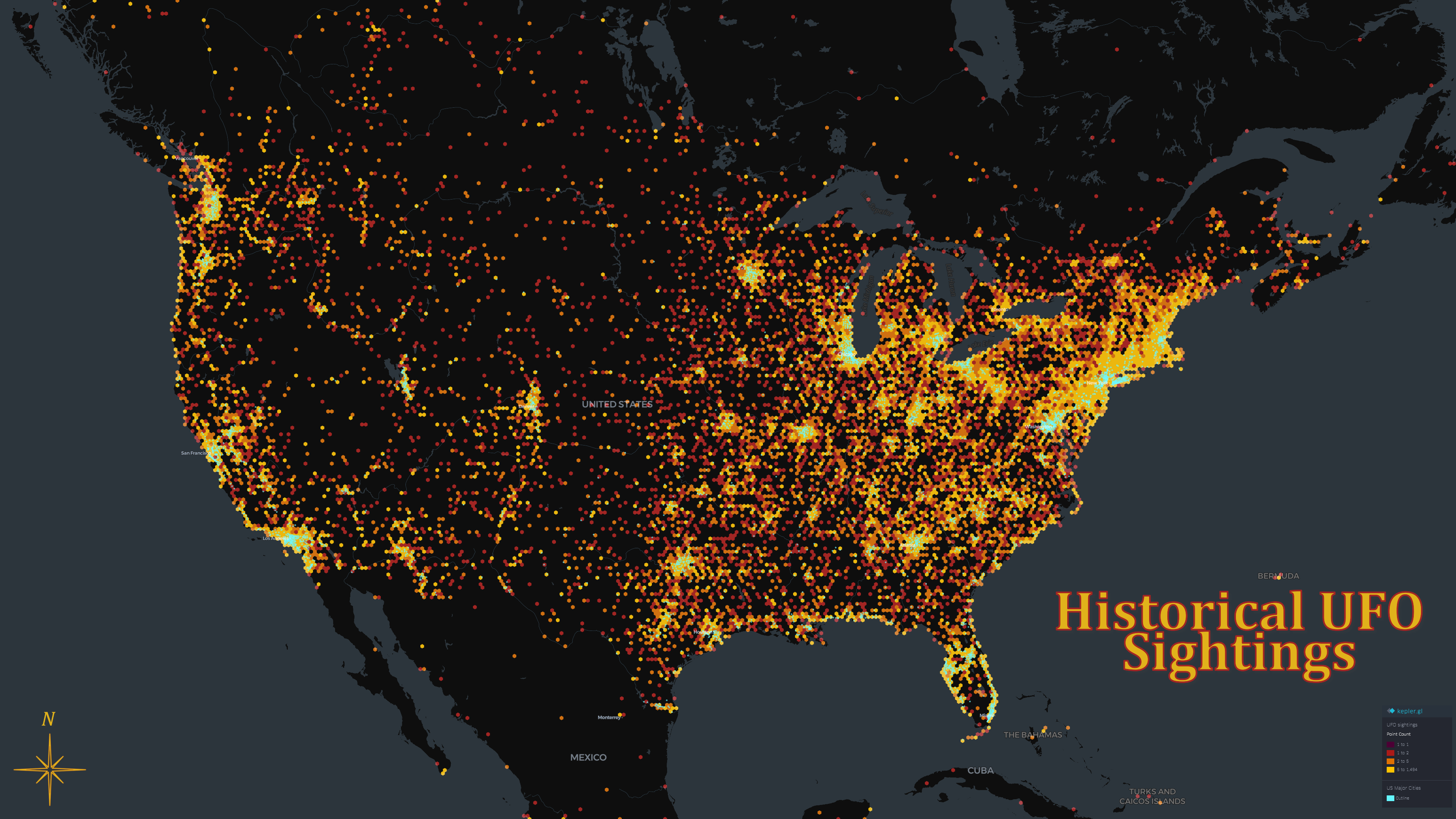 Historical UFO Sightings - USA | Spatialnode