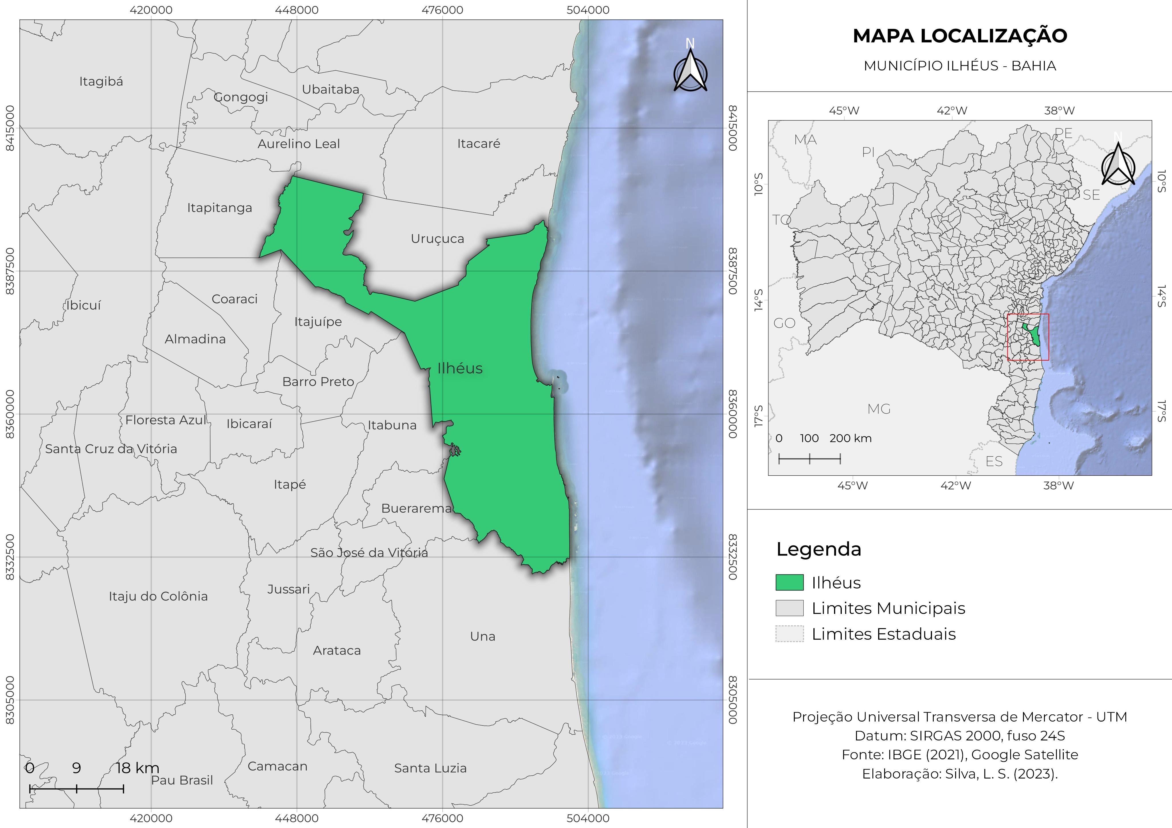 Mapa localização município Ilhéus | Spatialnode