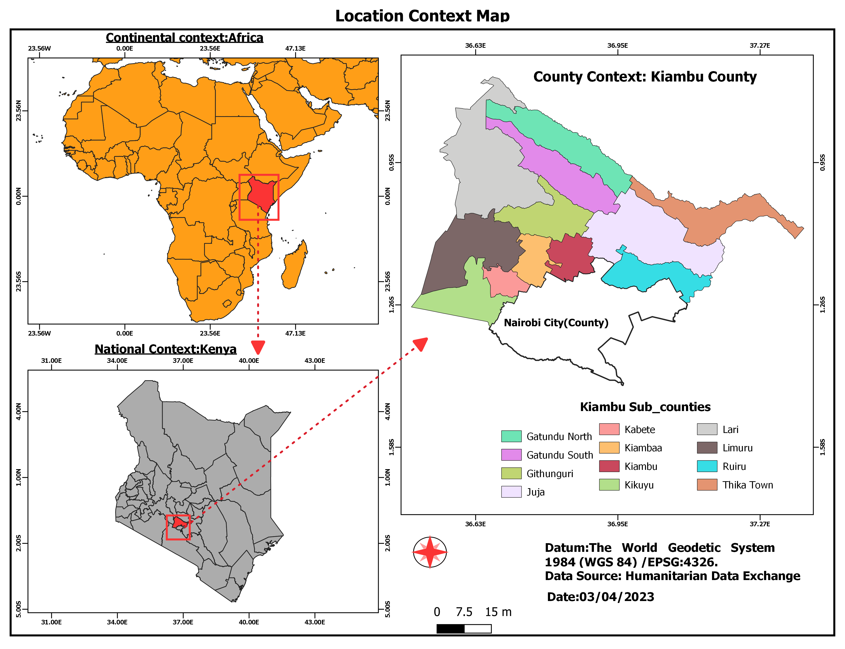LOCATIONAL CONTEXT MAP FOR KIAMBU COUNTY | Spatialnode