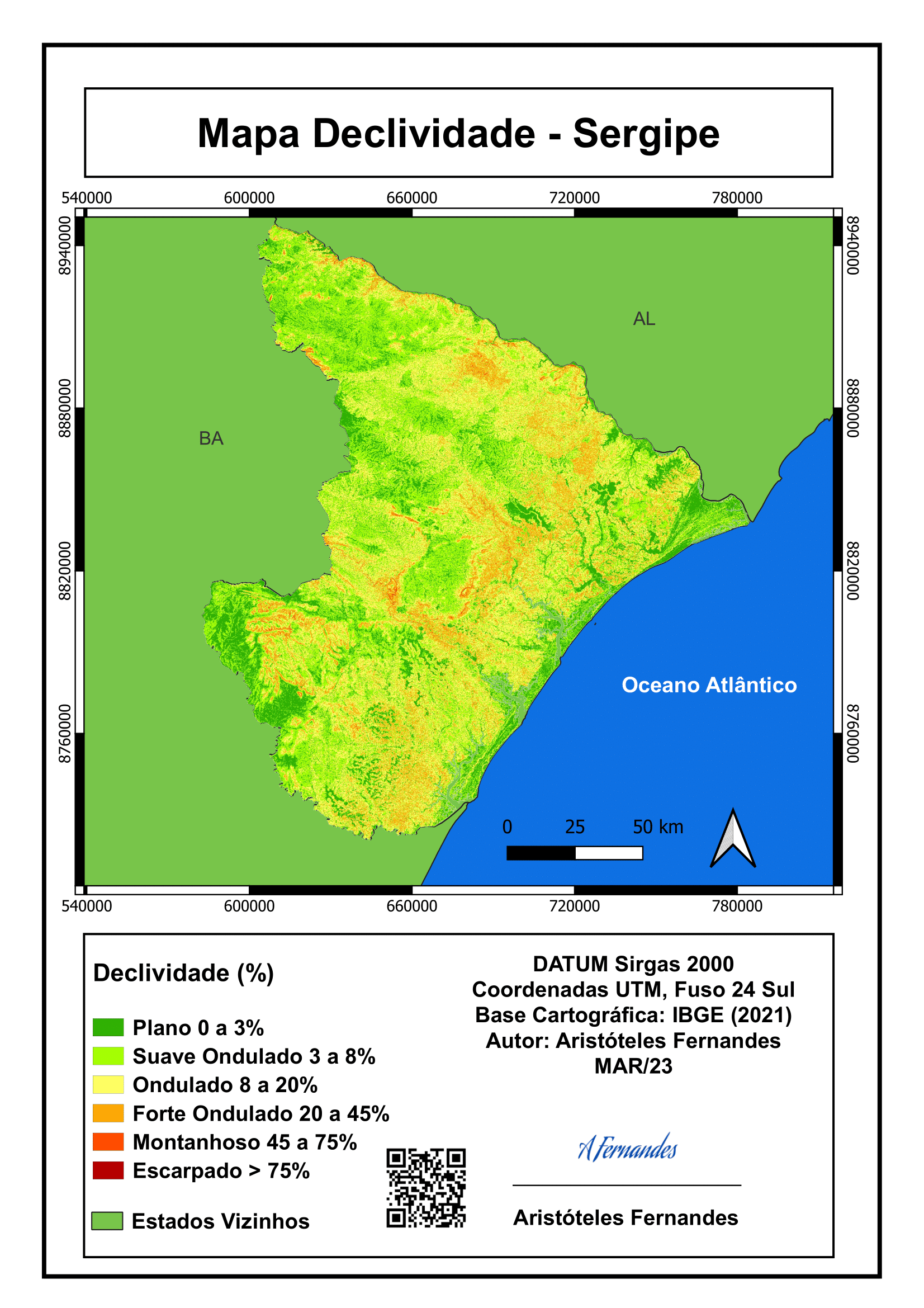 Mapo analítico declividade Sergipe | Spatialnode