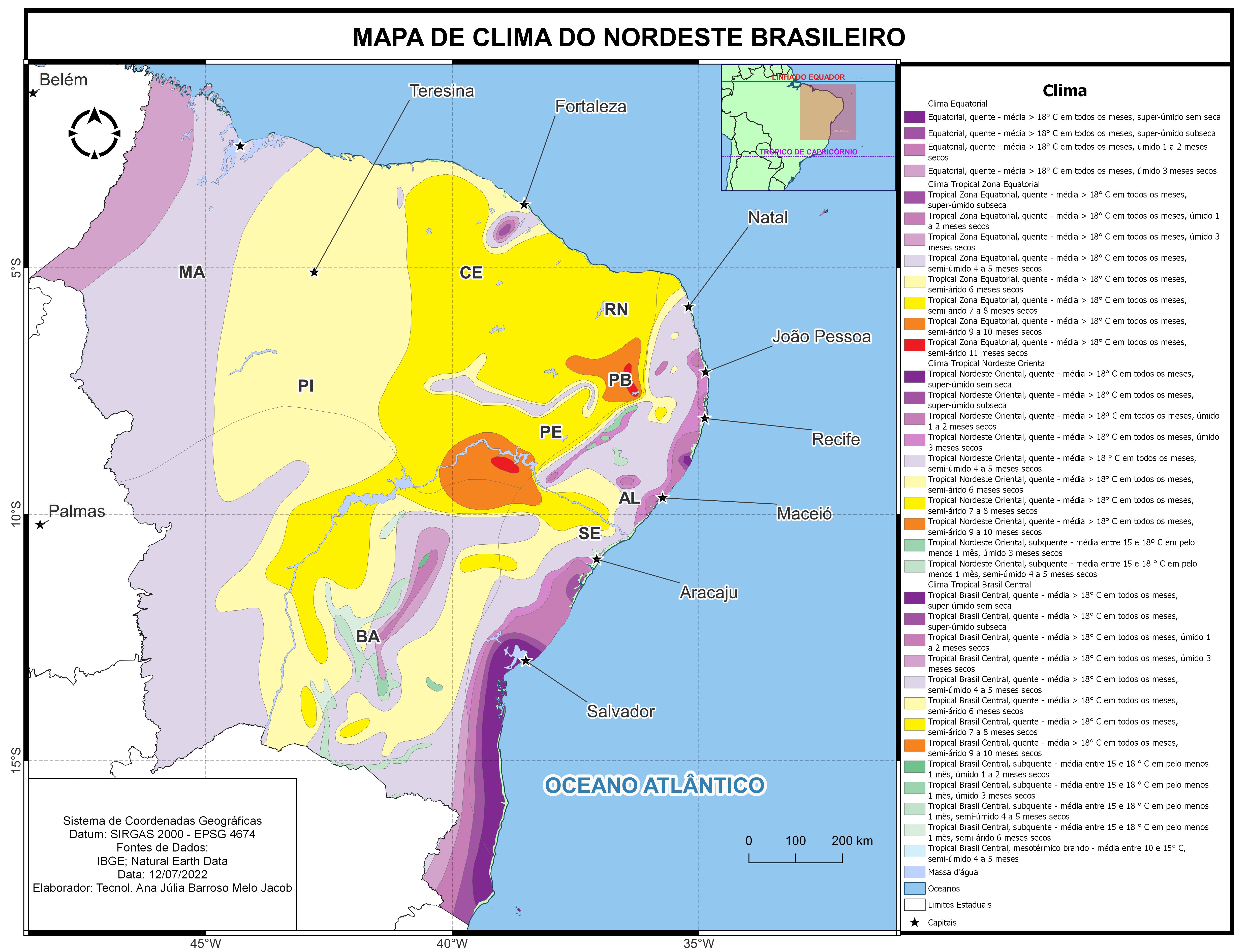 MAPA DE CLIMA DA REGIÃO NORDESTE | Spatialnode