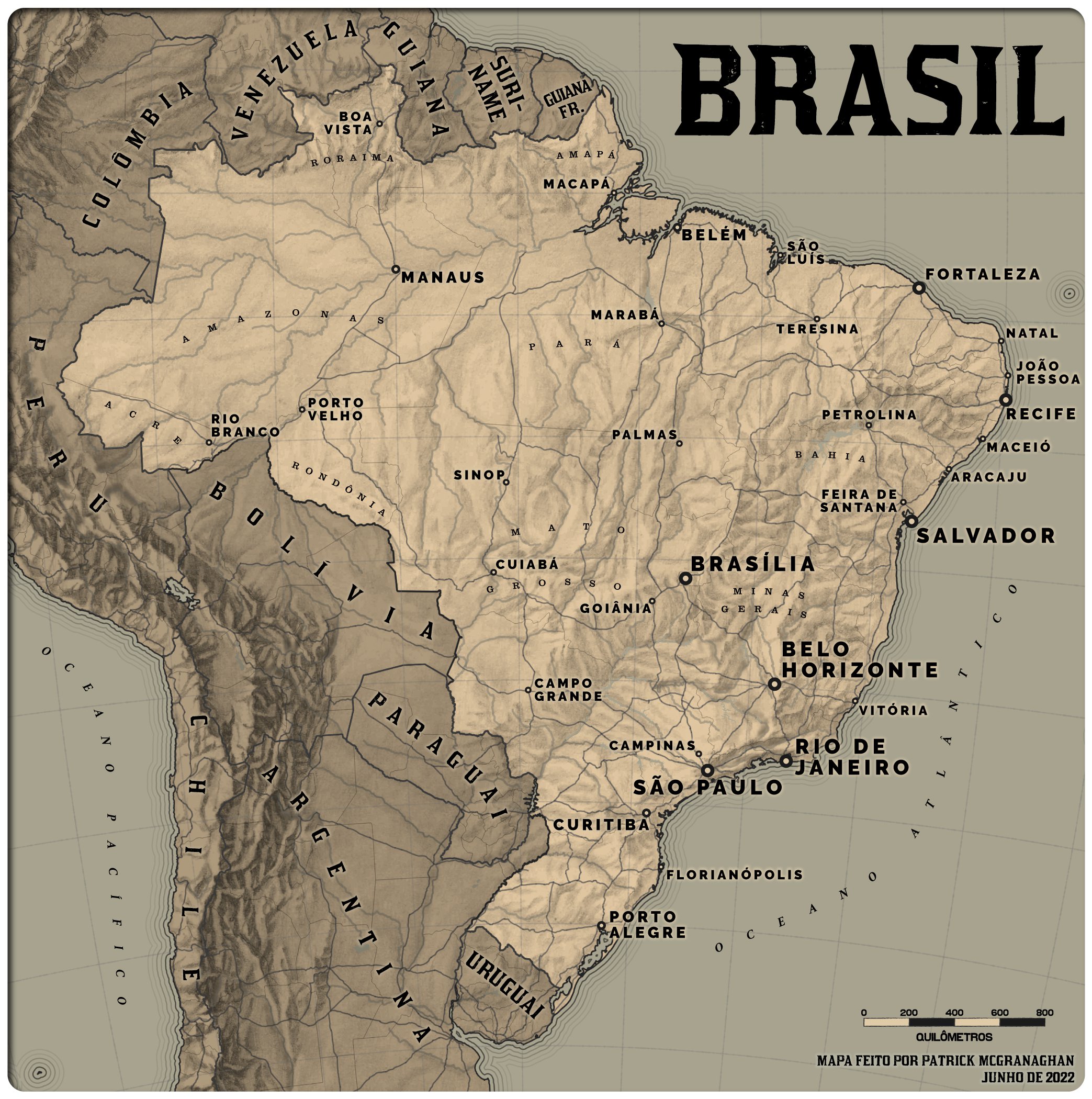 Red Dead Redemption Style Brasil Map | Spatialnode