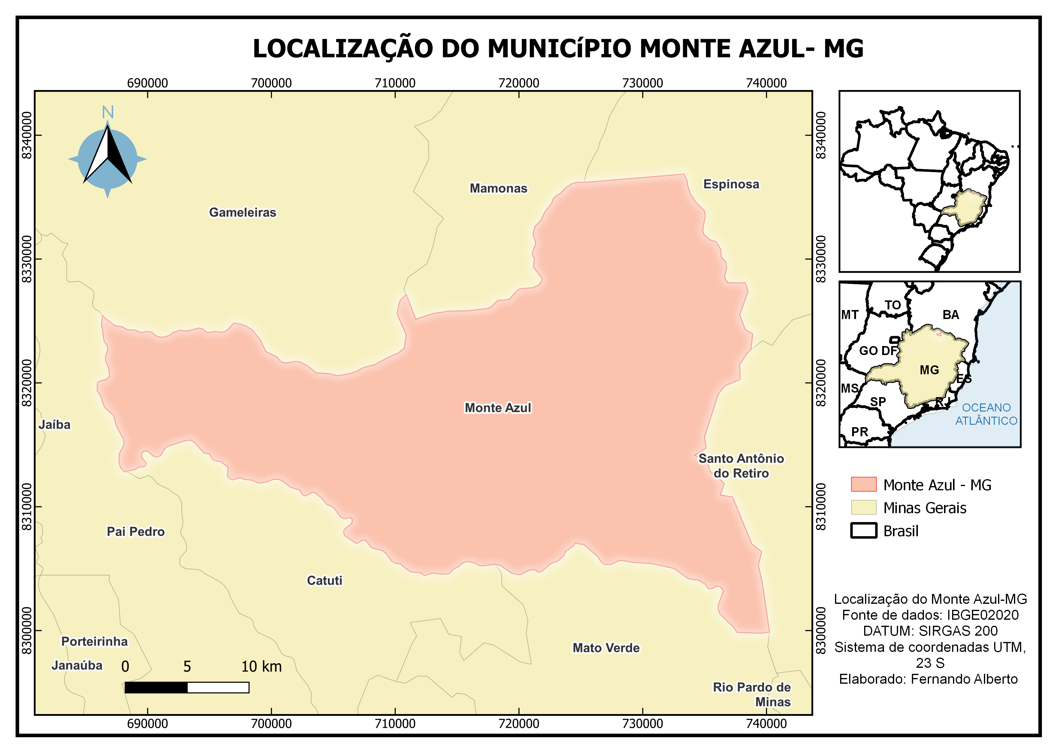 MAPA DE LOCALIZAÇÃO MONTE AZUL-MG | Spatialnode