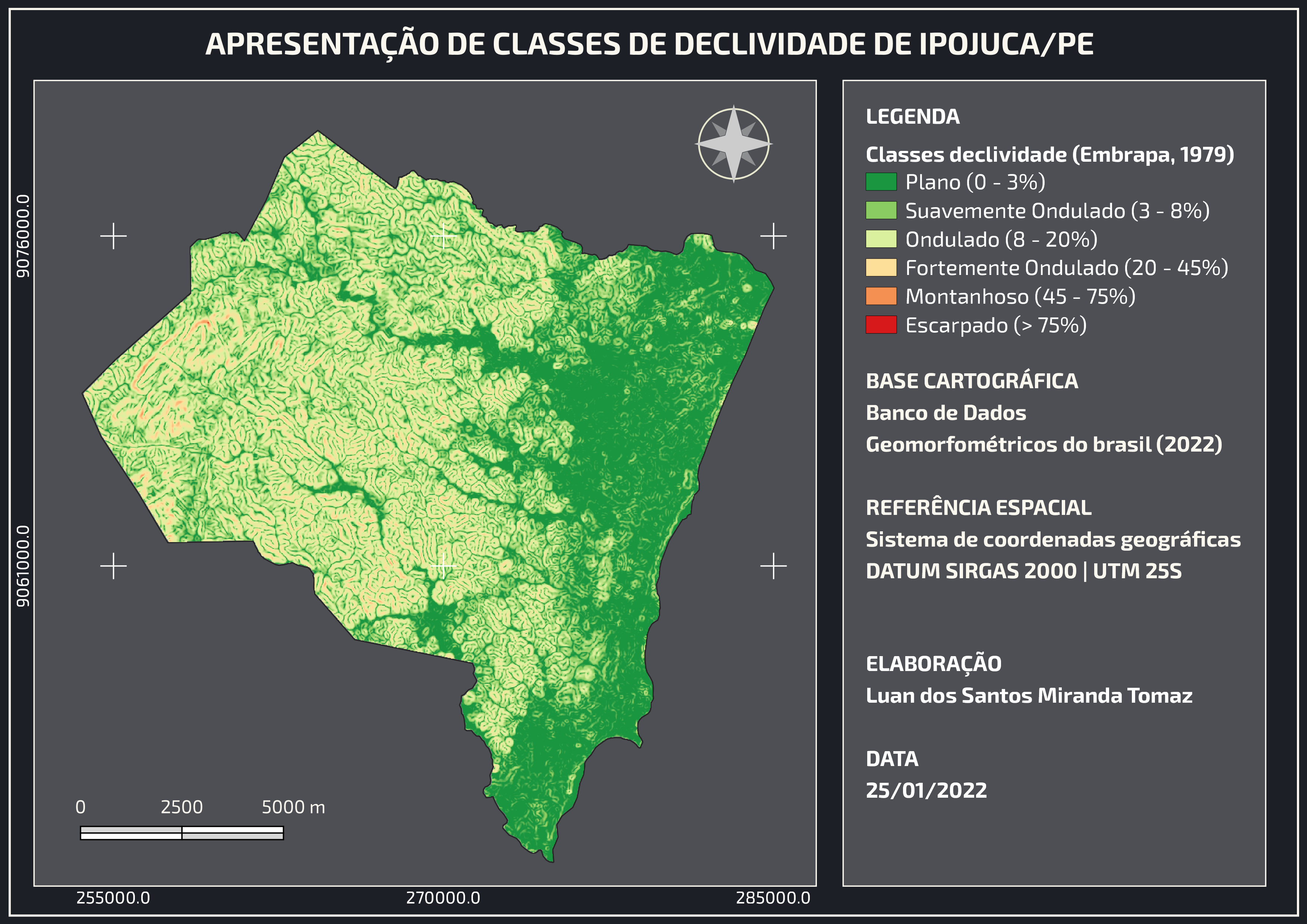 Mapa temático de declividade de Ipojuca | Spatialnode