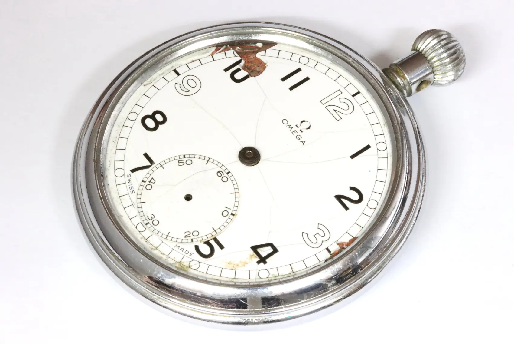 Omega 38.5L pocket watch in poor condition | Speedtimerkollektion
