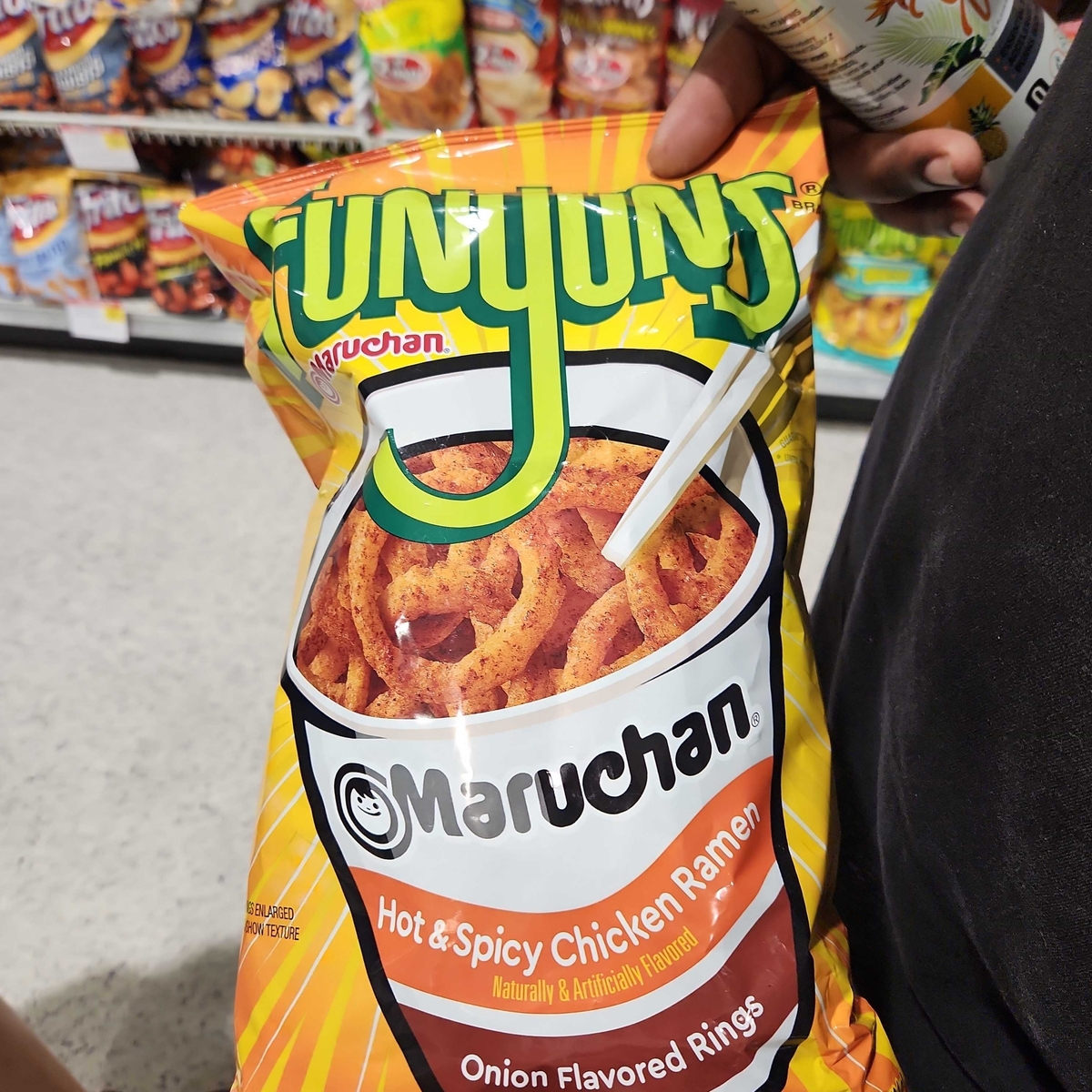 Diet info for Funyuns Maruchan Hot & Spicy Chicken Ramen Onion Flavored Rings - Spoonful