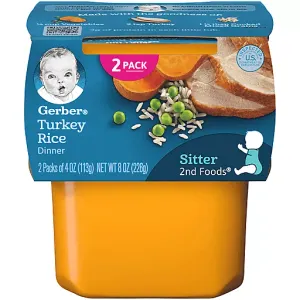 Diet info for Gerber 2nd Foods Turkey Rice Dinner Baby Food, 4 oz. Tubs ...