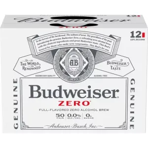Diet info for Budweiser® Zero Non-Alcoholic Beer, 12 Pack 12 fl. oz ...