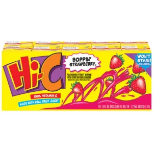 HI-C, FLAVORED FRUIT DRINK, BOPPIN' STRAWBERRY, BOPPIN' STRAWBERRY ...