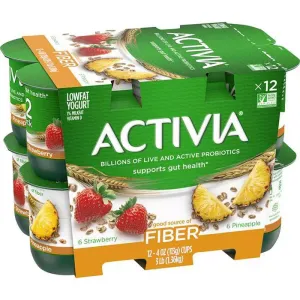 Diet info for Activia Low Fat Fiber Probiotic Strawberry & Pineapple ...