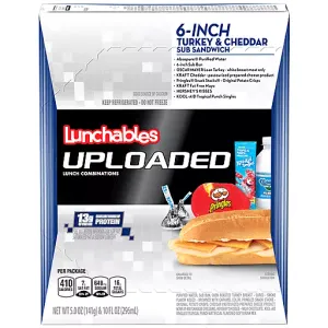 Diet info for Lunchables 6 Inch Turkey Cheddar Sub Sandwich, Absopure ...
