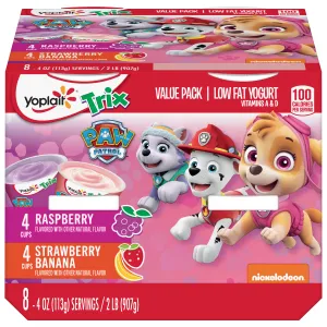 Diet info for Yoplait Trix Paw Patrol Yogurt Low Fat Strawberry Banana ...