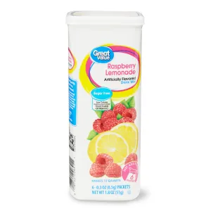 Diet info for Great Value Sugar-Free Raspberry Lemonade Drink Mix, 0.3 ...