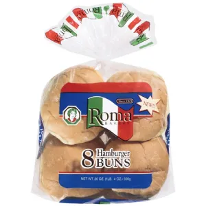 Diet info for Roma Bakery Hamburger Buns, 8 ct, 20 oz - Spoonful
