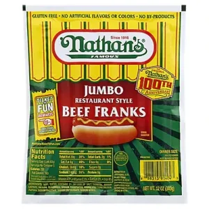 Diet info for Nathans Famous Beef Franks Restaurant Style Jumbo Dinner ...