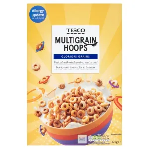Diet info for Tesco Multigrain Hoops Cereal 375G - Spoonful