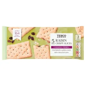 Tesco Standard Raisin Crispy Slices 5 Pack 218G Ingredients | Spoonful