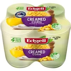 Edgell Creamed Corn Value Pack 4x125g Ingredients | Spoonful