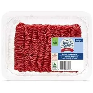 Diet info for Woolworths Heart Smart Extra Lean Beef Mince 500g - Spoonful
