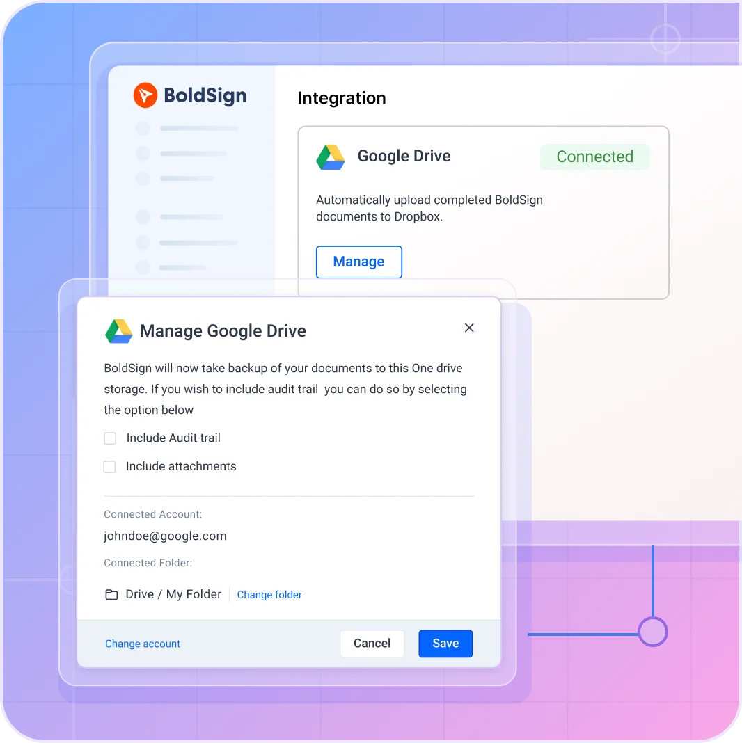 Integrate BoldSign eSignatures with Google Drive - BoldSign