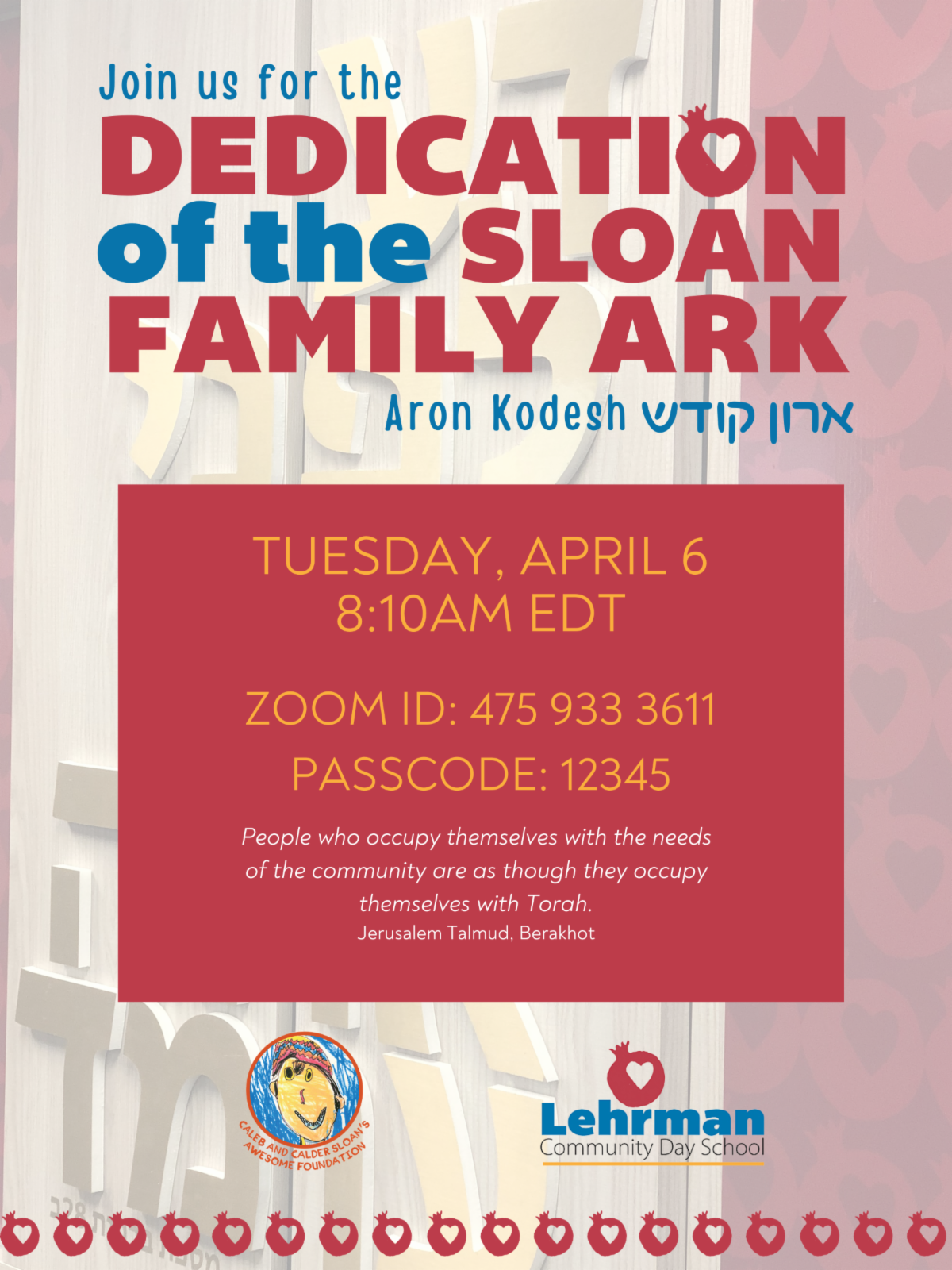 Sloan Family Ark Dedication – Caleb & Calder's Awesome Foundation