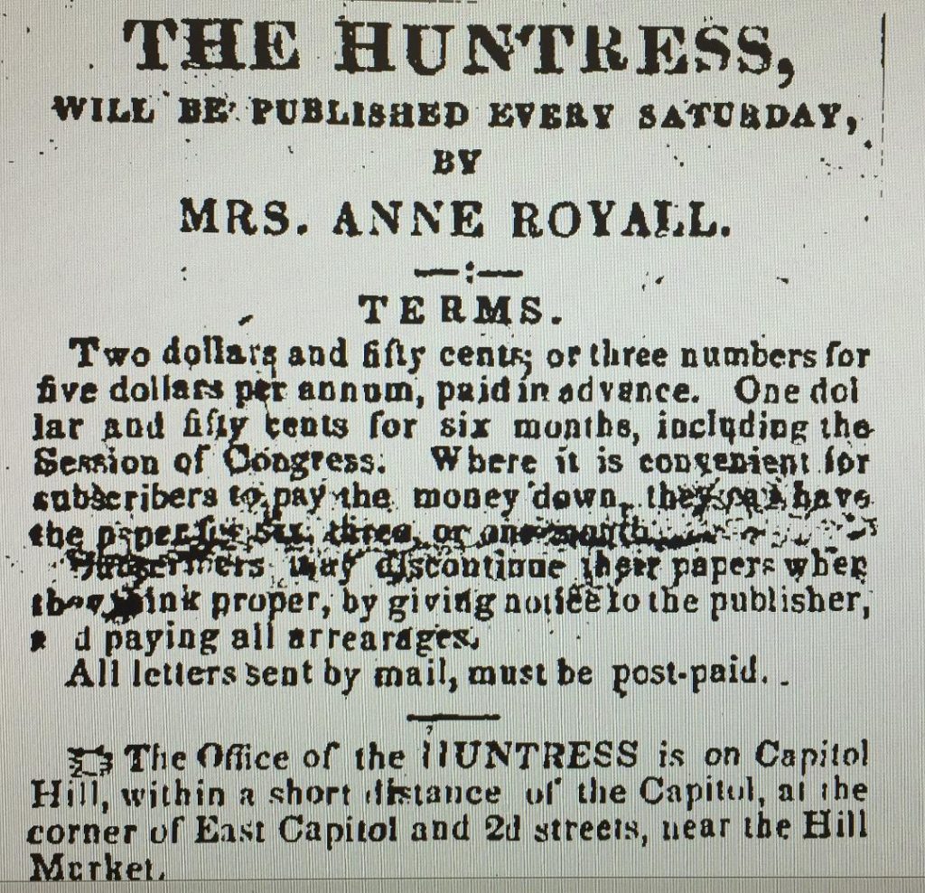 Anne Newport Royall: Pioneer Publisher - The Zebra-Good News in Alexandria