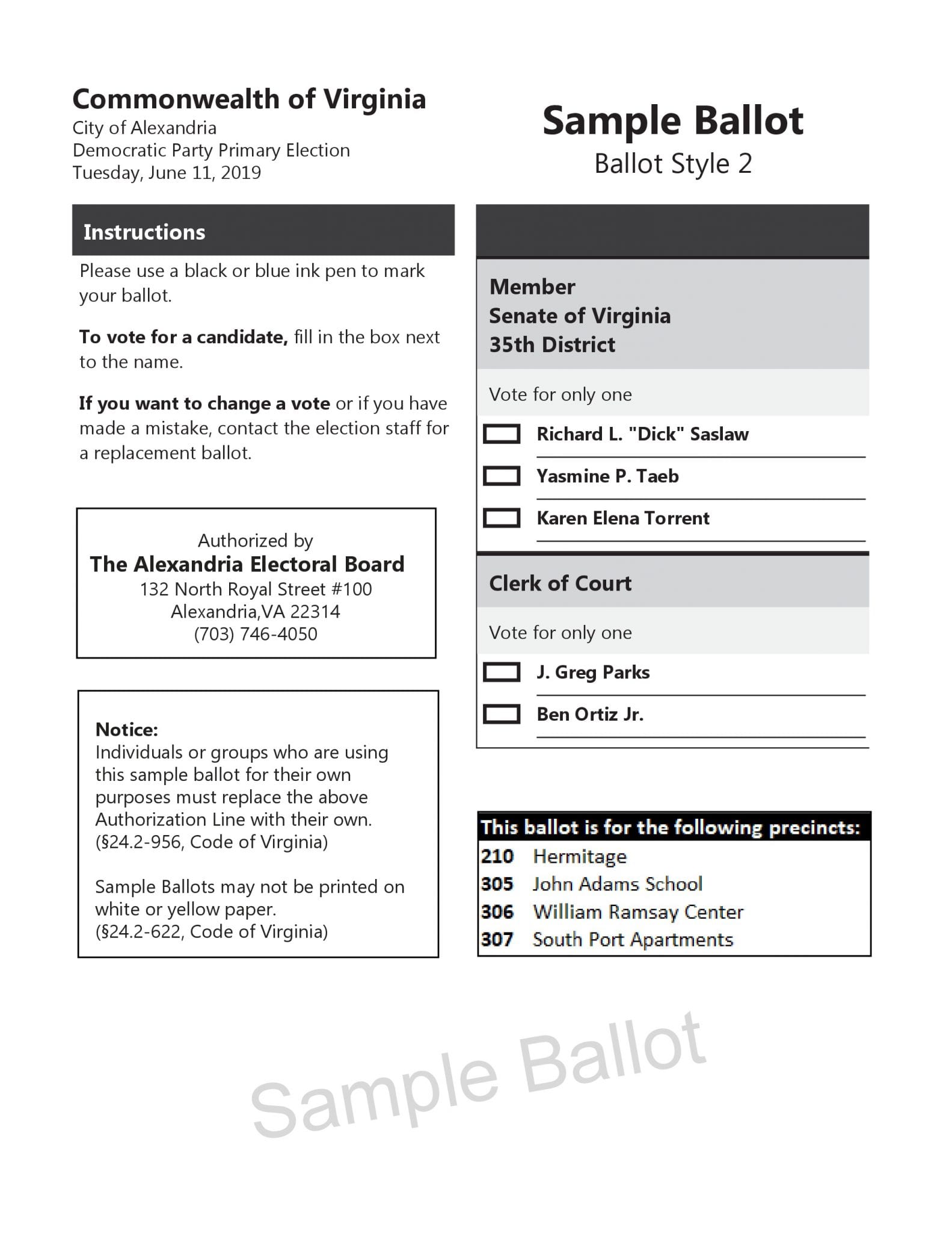 June 11, 2019 Democratic Primary Election - The Zebra-Good News in Alexandria