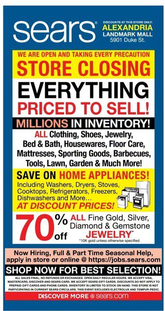 Closing Time: Sears at Landmark Mall Going Out of Business