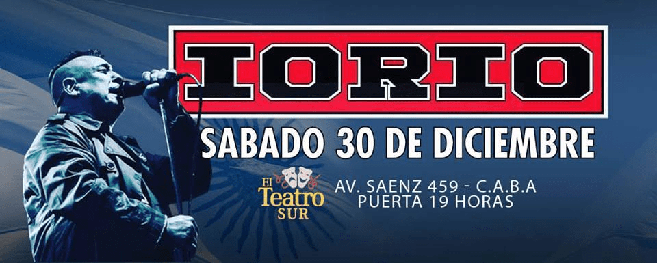 Iorio último show del año, Sábado 30 de diciembre en el "Teatro Sur ...