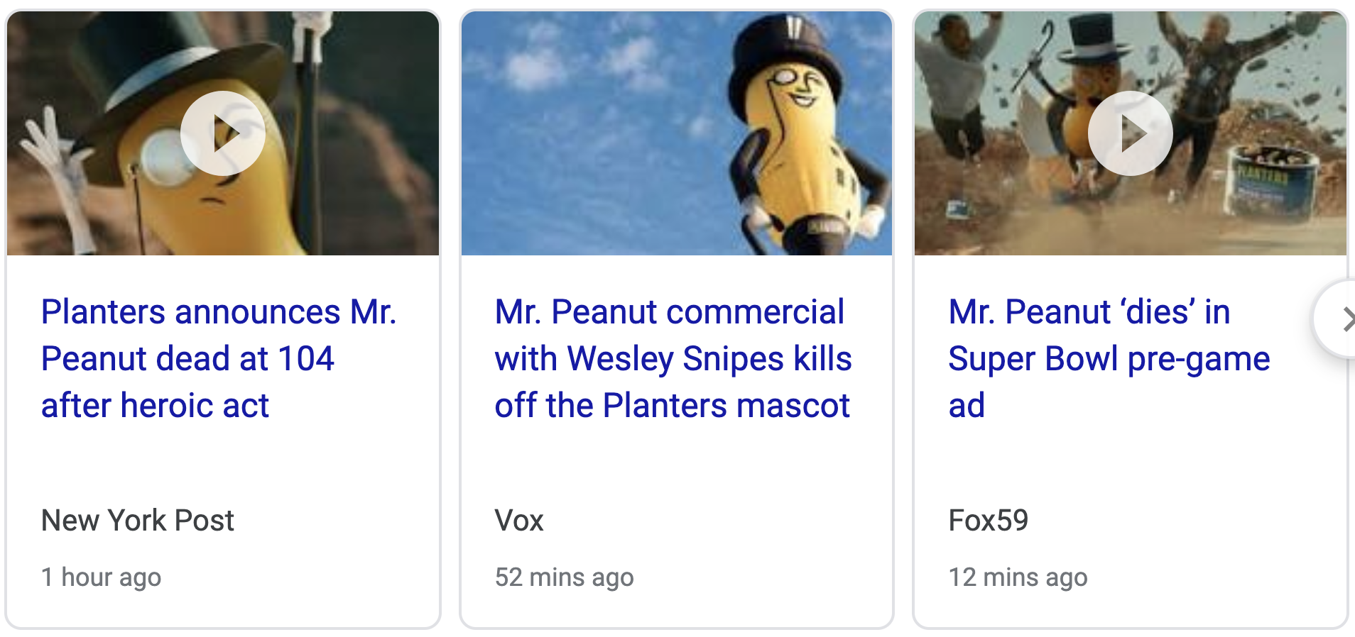 Mr. Peanut Dead, January 22, 2020 news, for Super Bowl 54 - Gematria ...