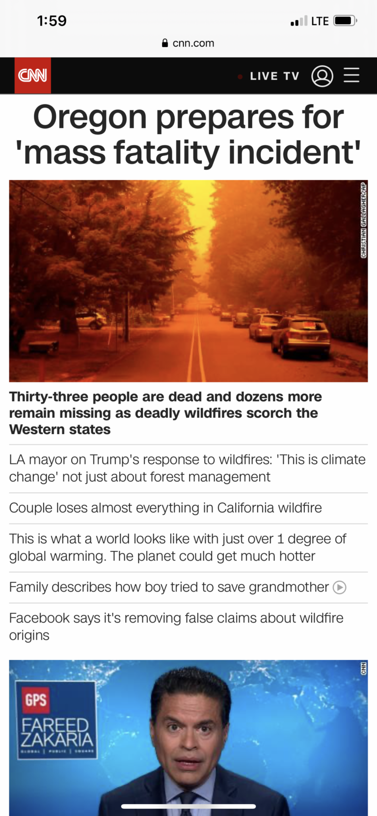 CNN reports, "Oregon prepares for mass fatality incident" and "33 ...