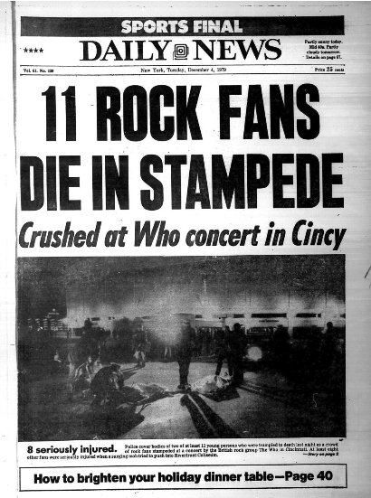 The Who's December 3, 1979 concert disaster in Jesuit town, Cincinnati ...