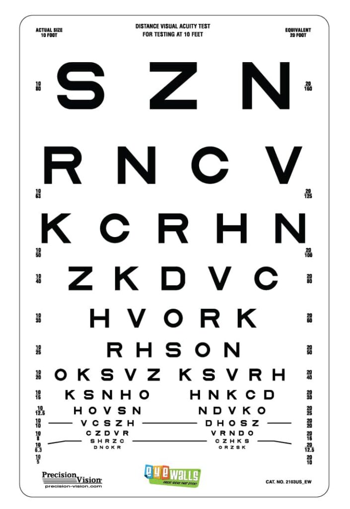 EyeWalls™ Peel/Stick Sloan Letters ETDRS® Style Translucent Distance ...