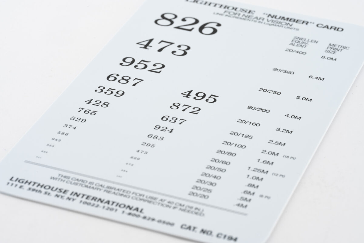 Lighthouse PowerCards Number Recognition Test Card - Precision Vision