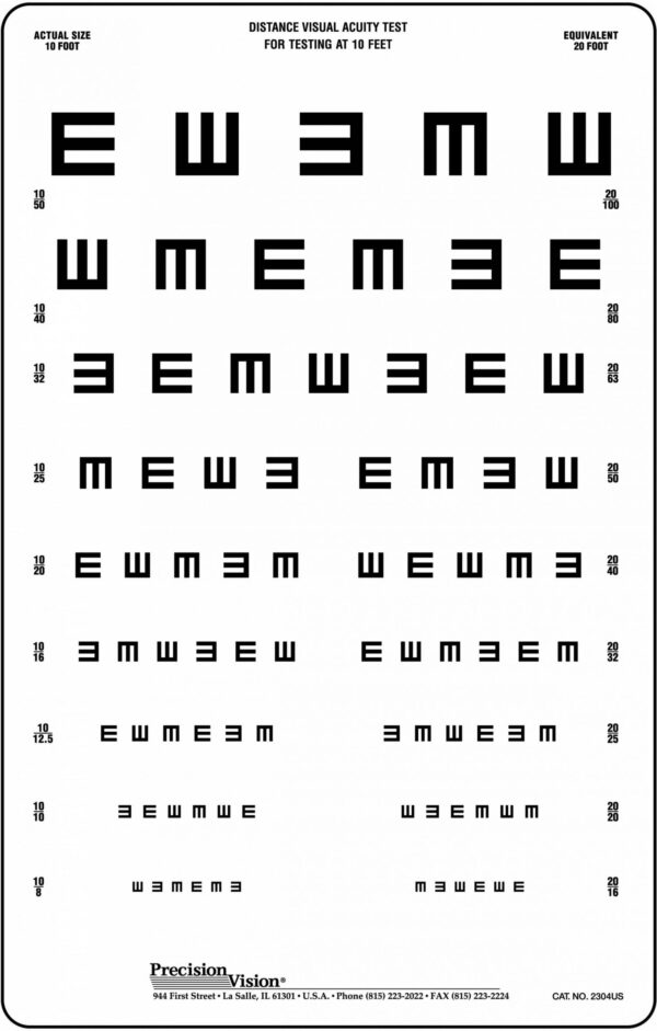 Tumbling E Visual Acuity Chart 3 Meters Precision Vision