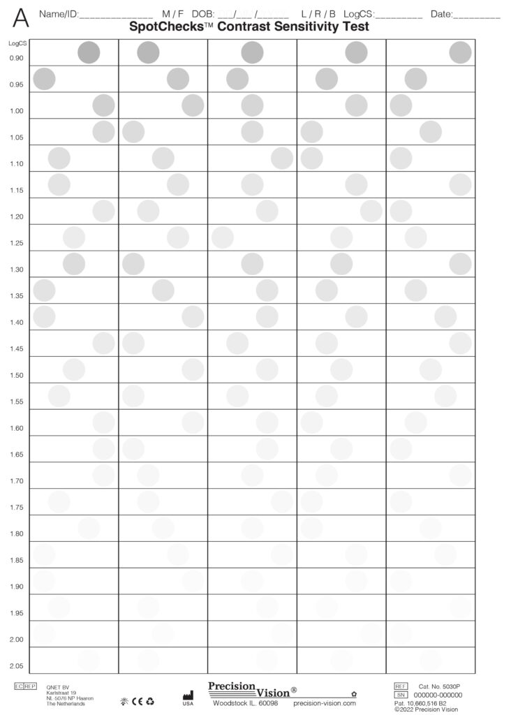 SpotChecks™ - Contrast Sensitivity Tests - Precision Vision