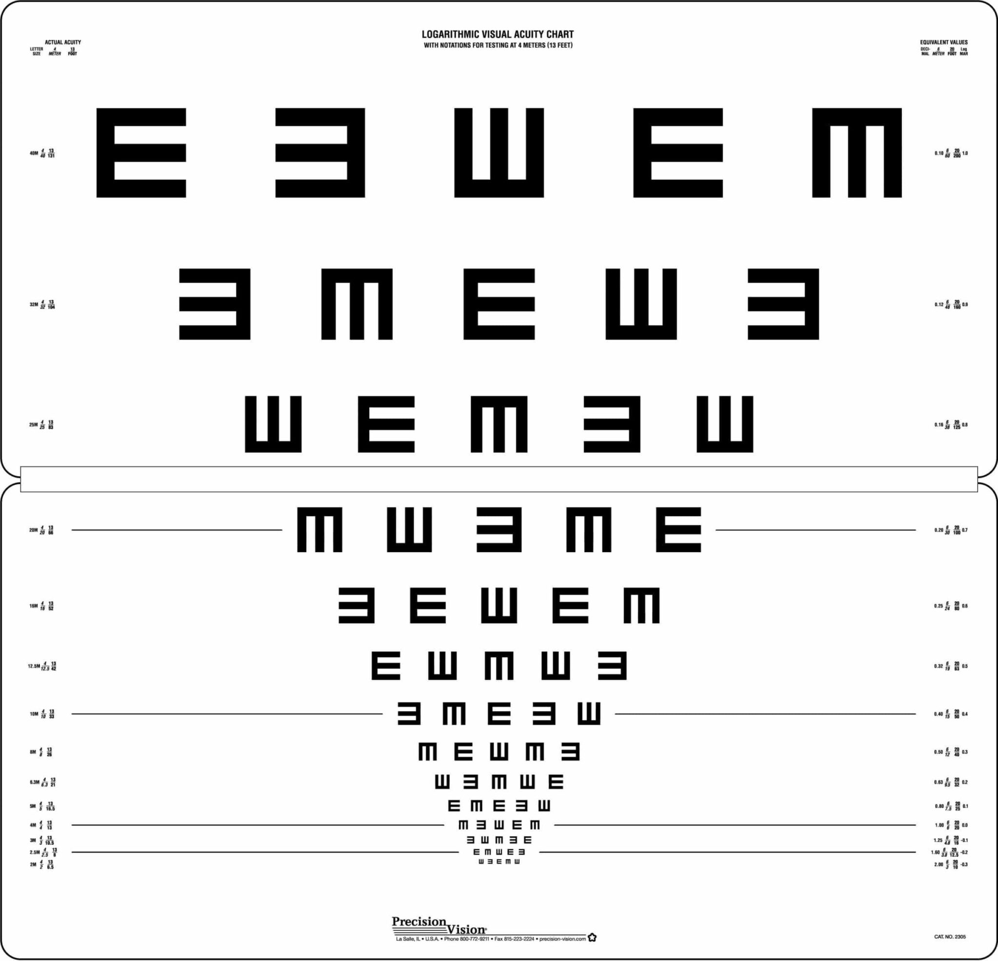 Tumbling "E" 4 Meter ETDRS® Folding Chart - Precision Vision