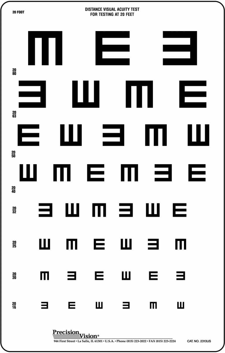Translucent Tumbling "E" Vision Test Chart - Precision Vision