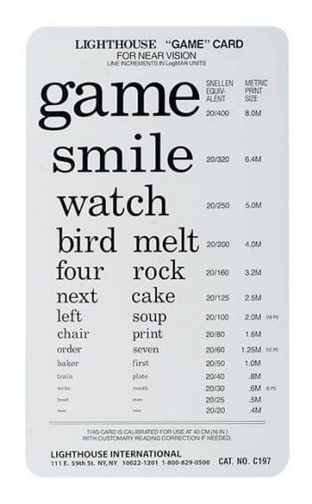 Rosenbaum Pocket Vision Screening Card - Precision Vision